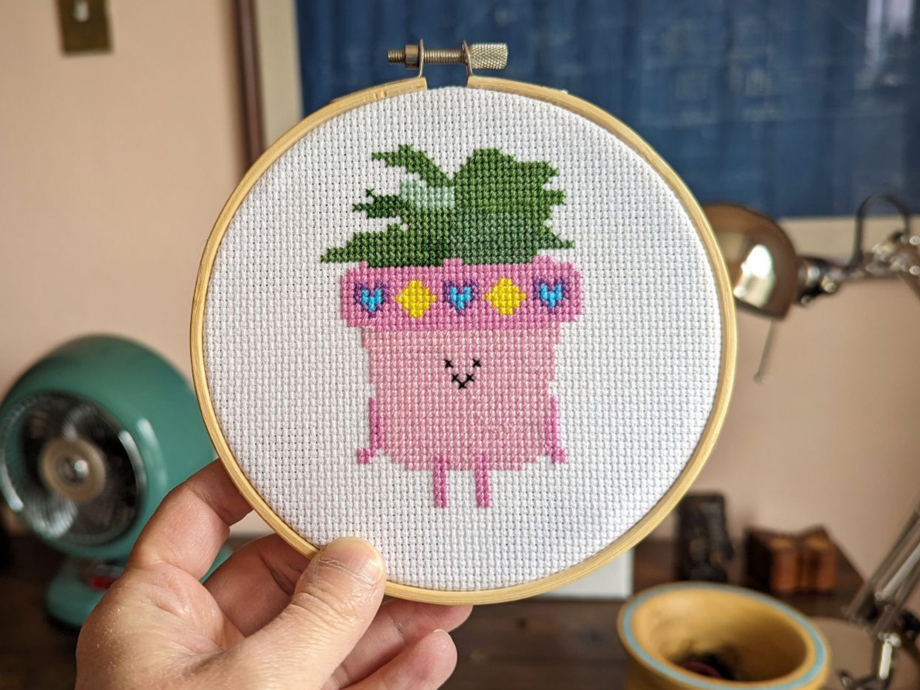 Happy Face Plant Cross Stitch Pattern PDF Easy Beginner Cross Stitch ...