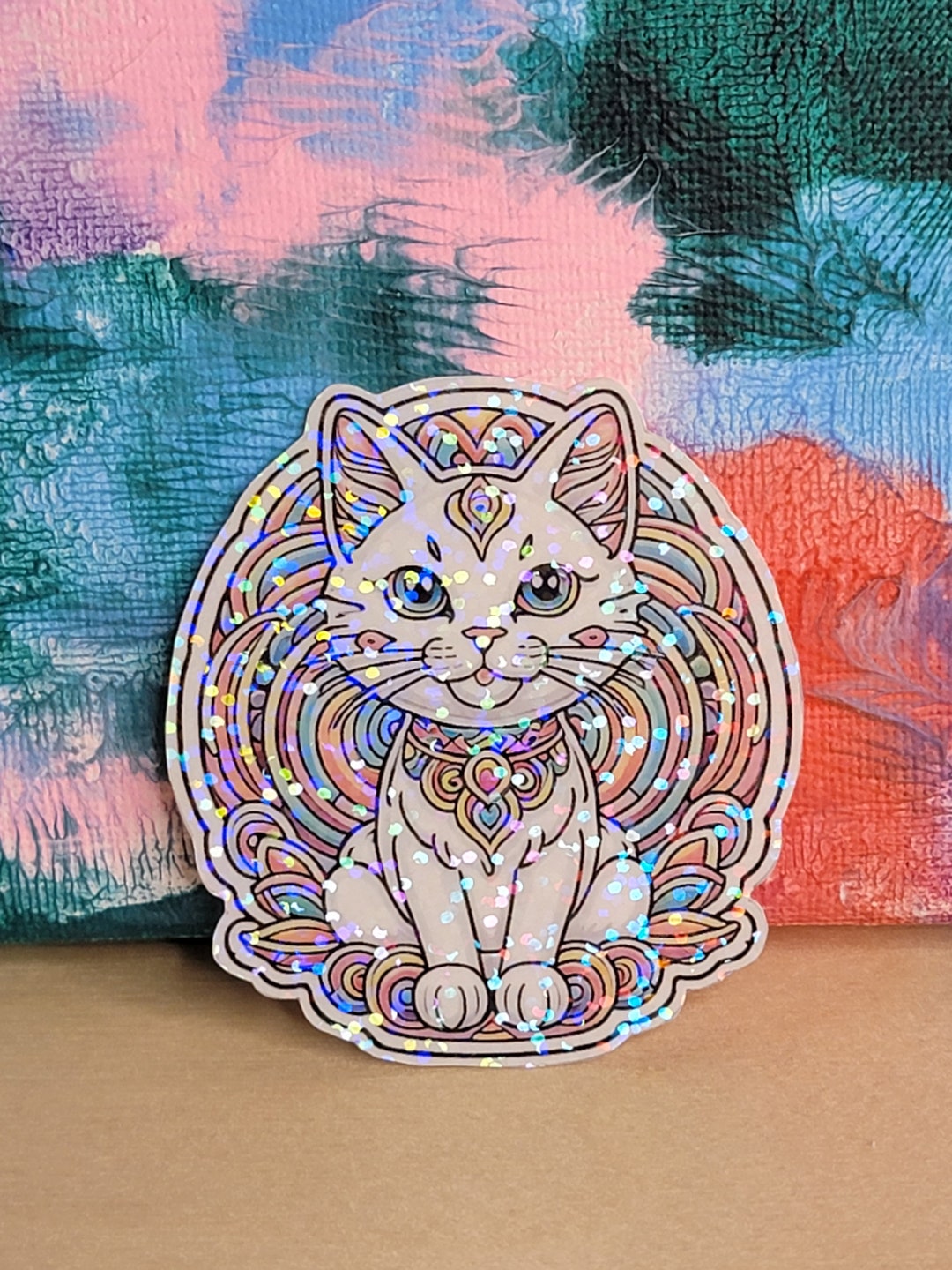 90s Holographic Cat Sticker - Etsy