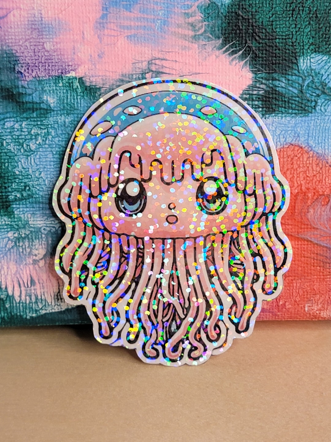 Holographic Chibi Jellyfish Sticker - Etsy