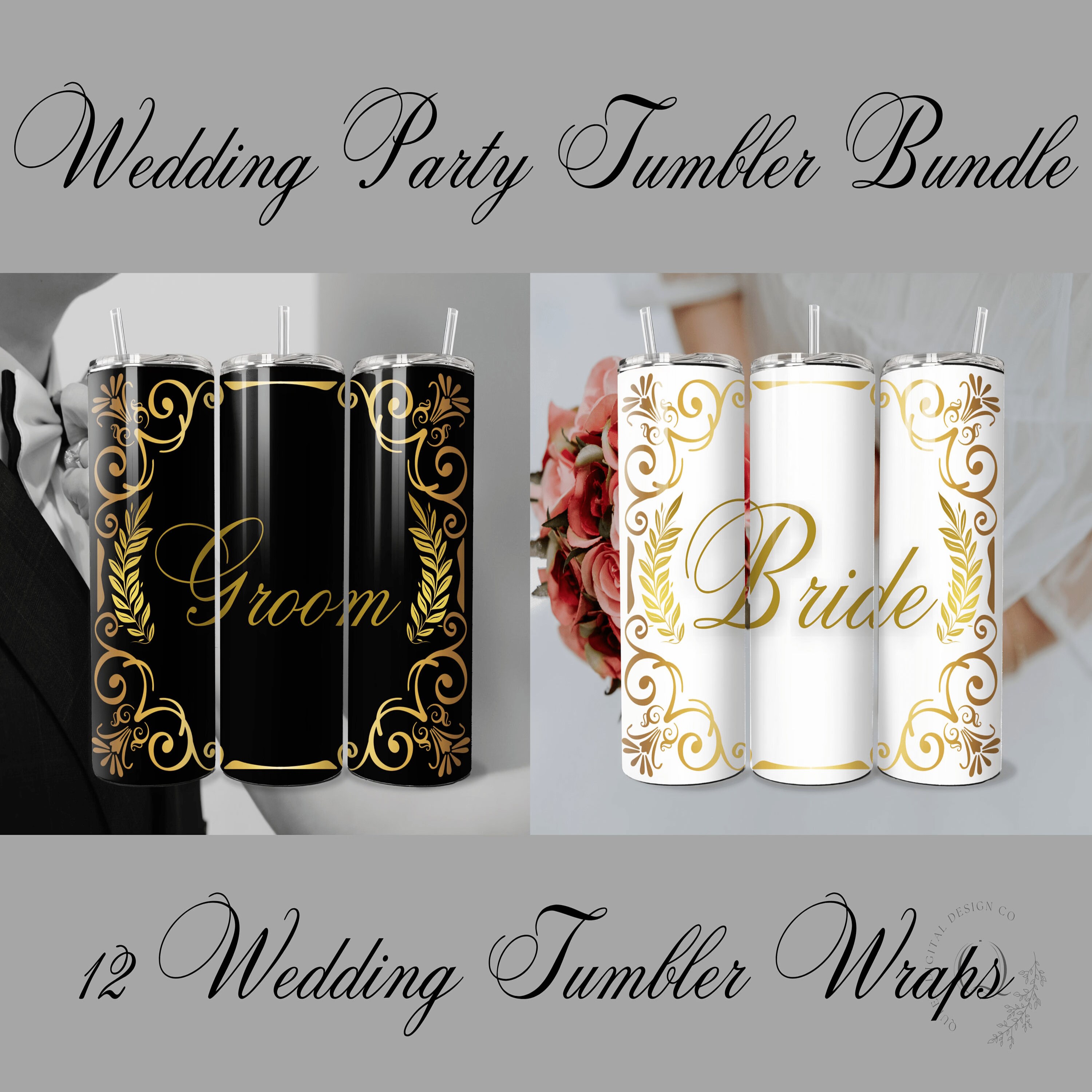 Wedding Party 20oz Sublimation Tumbler Designs, Bride Groom Tumbler ...