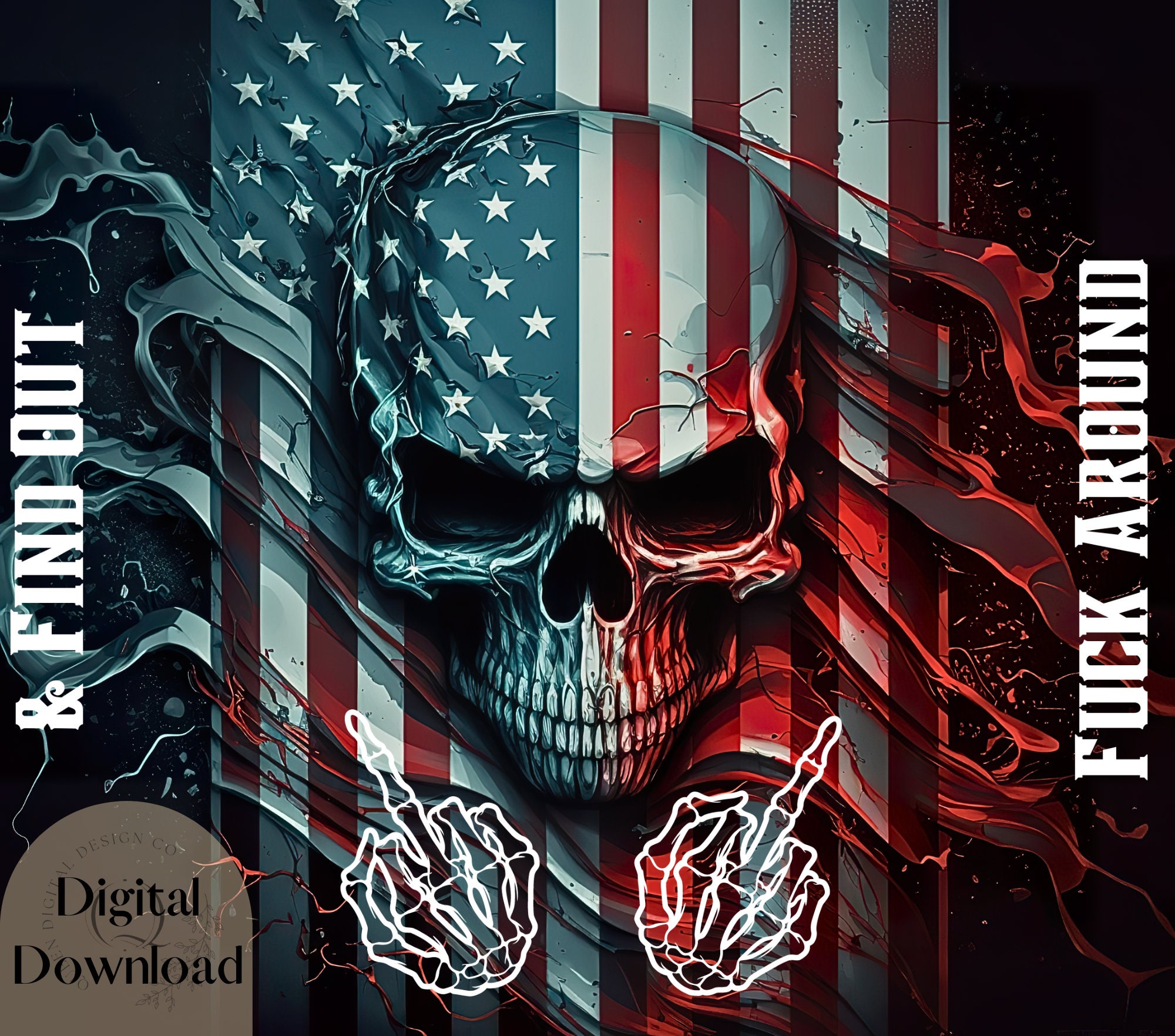 FAFO American Flag Skull 20oz Tumbler Design (PNG) - Etsy