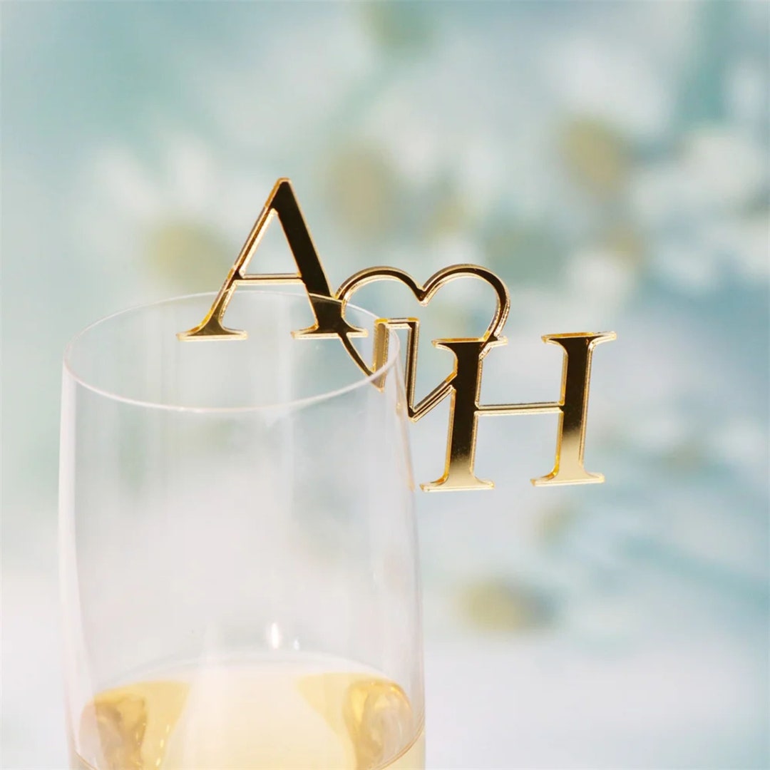 20/50 Pcs, Personalized Drink Letters, Heart Wedding Drink Labels ...