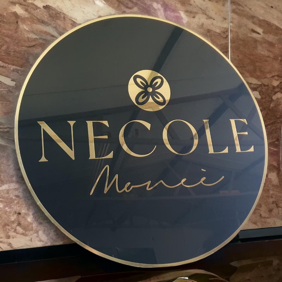 Custom Logo Sign, Black Acrylic Sign, Round Acrylic Logo Sign, Black ...