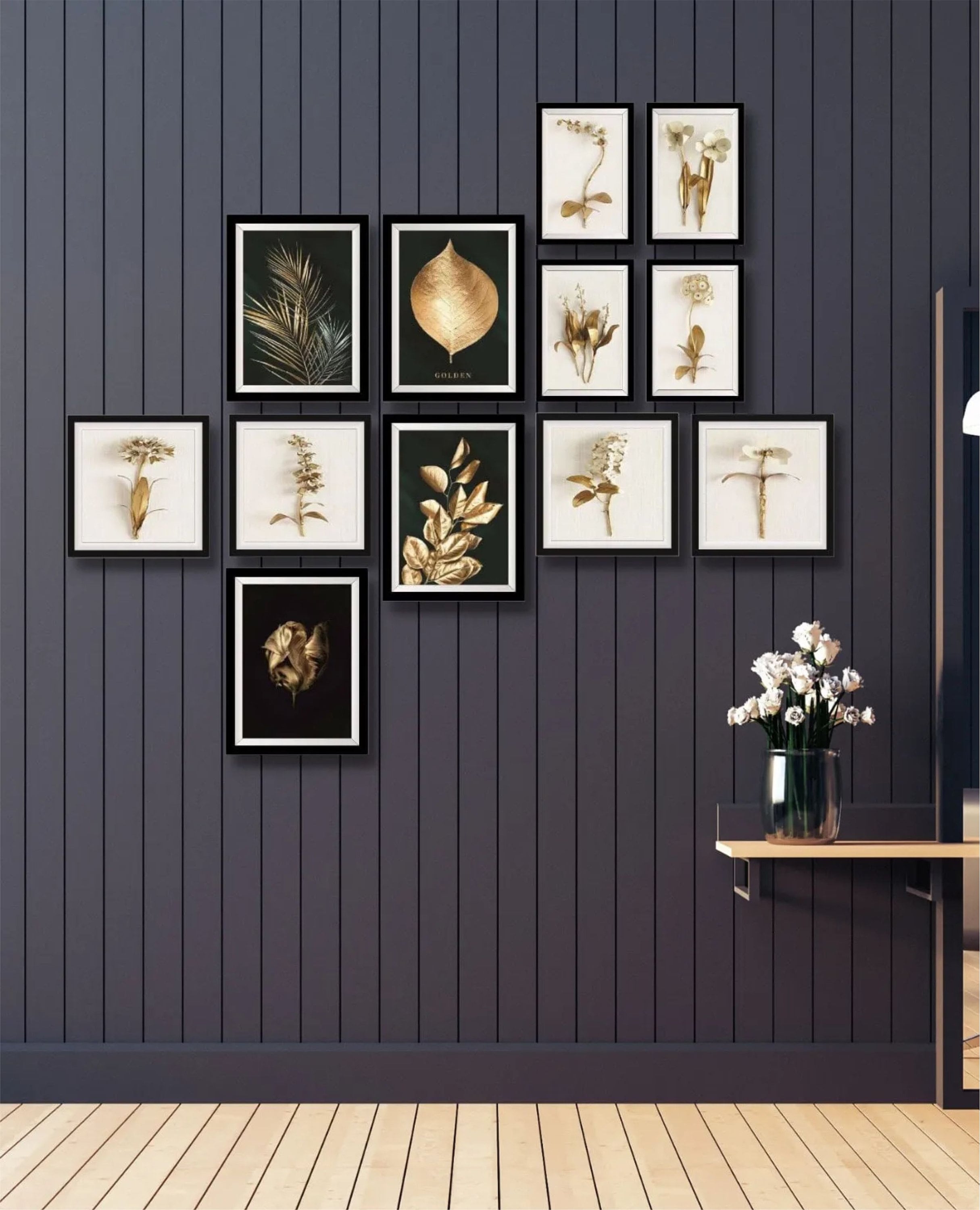 Decorated Mdf Table Set, 12 Pieces 3 Mm Mdf Wood, UV Printing, Gold ...