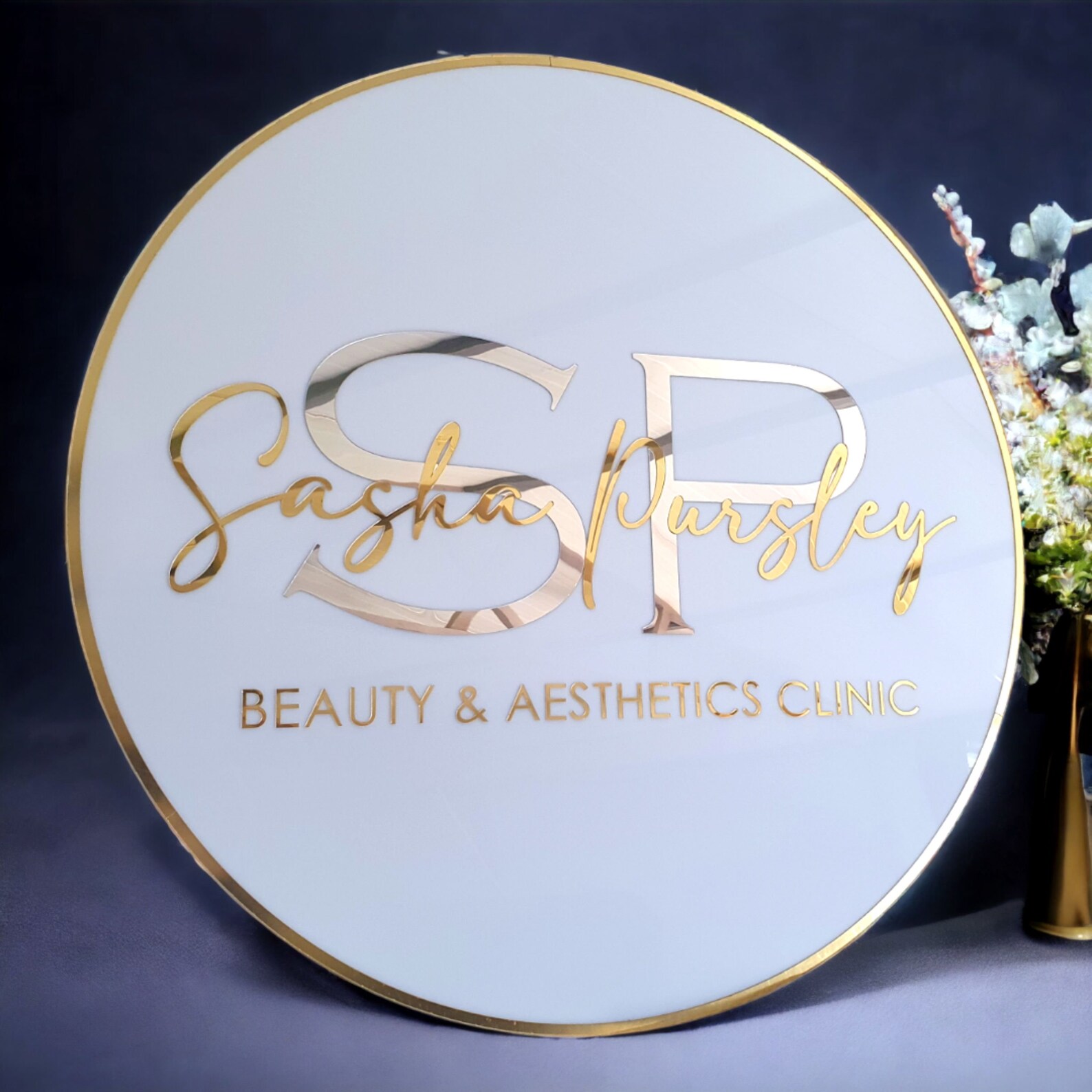 Personalized 3d Acrylic Round Mirror Logo Sign, Company Logo Sign ...
