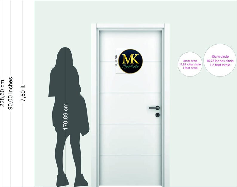 30cm, Door Sign, Custom Room Sign, Business Sign, White Background Logo ...