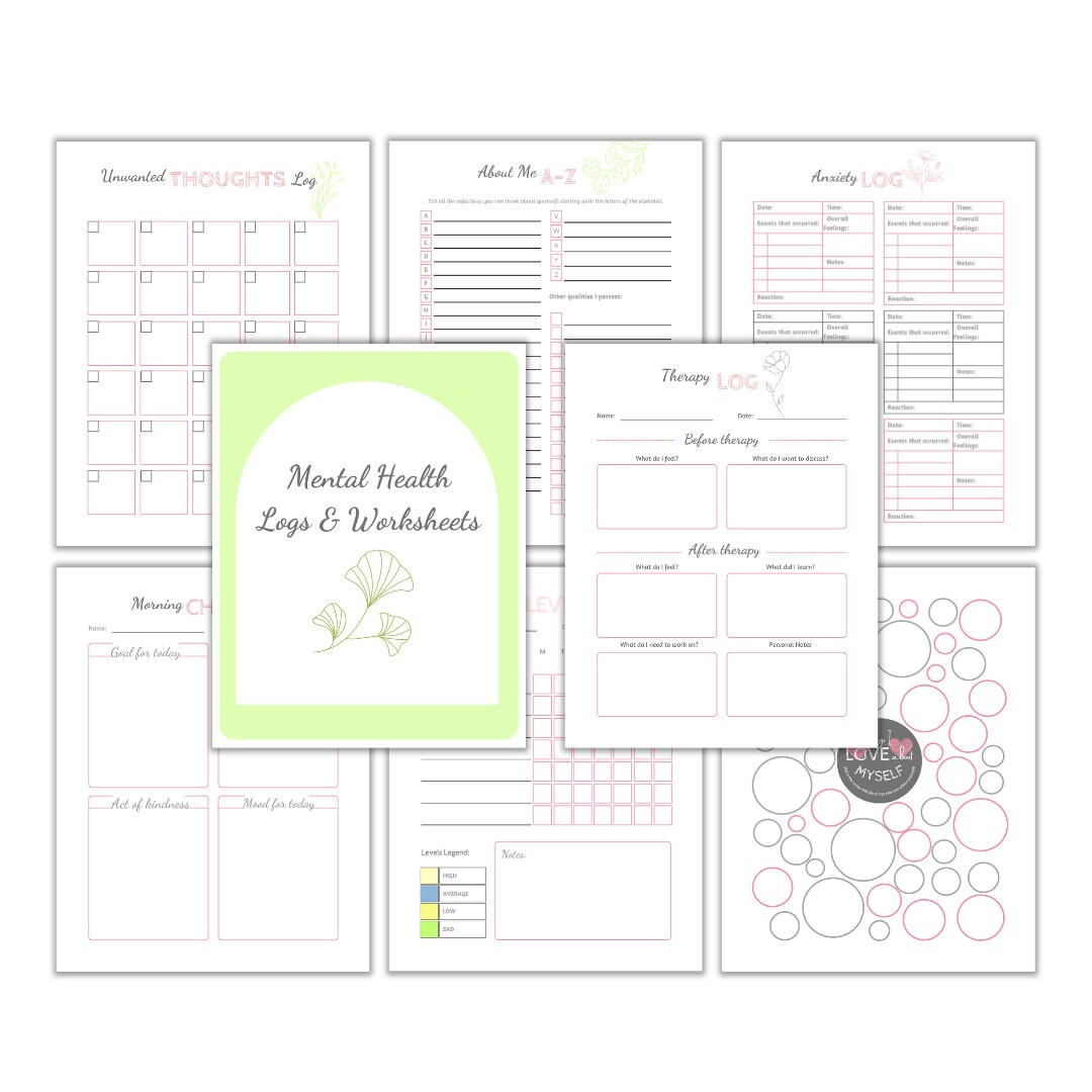 Mental Health Logs & Worksheets - Use Personally or in Therapy ...