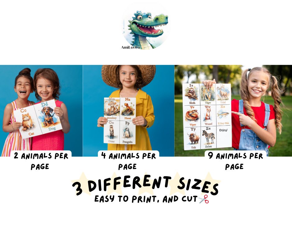 Kids ABC Cards Printable Animal Cards ABC Learning English the Alphabet ...