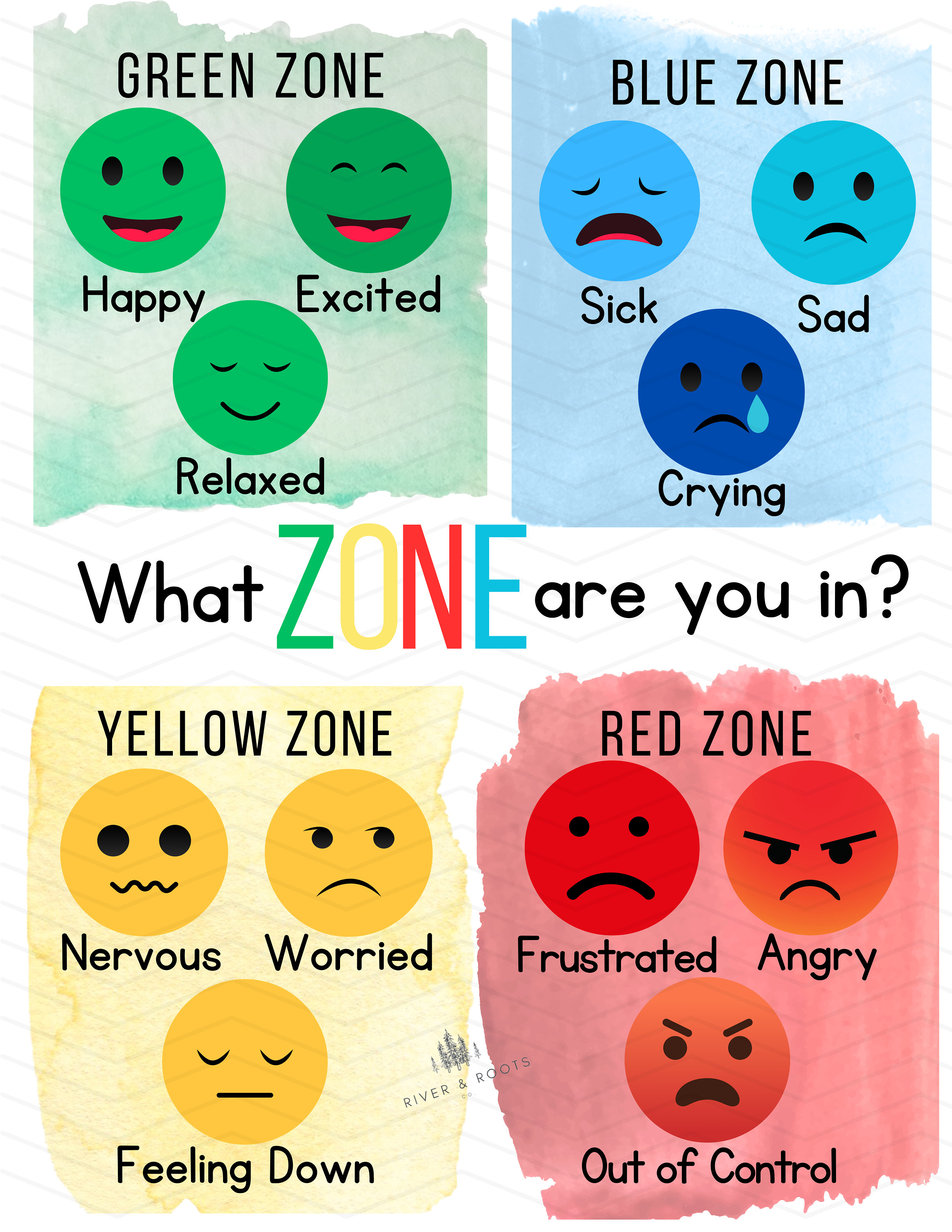 Emotions Chart, Interactive, Printable, Daily Feelings Chart, Colorful ...