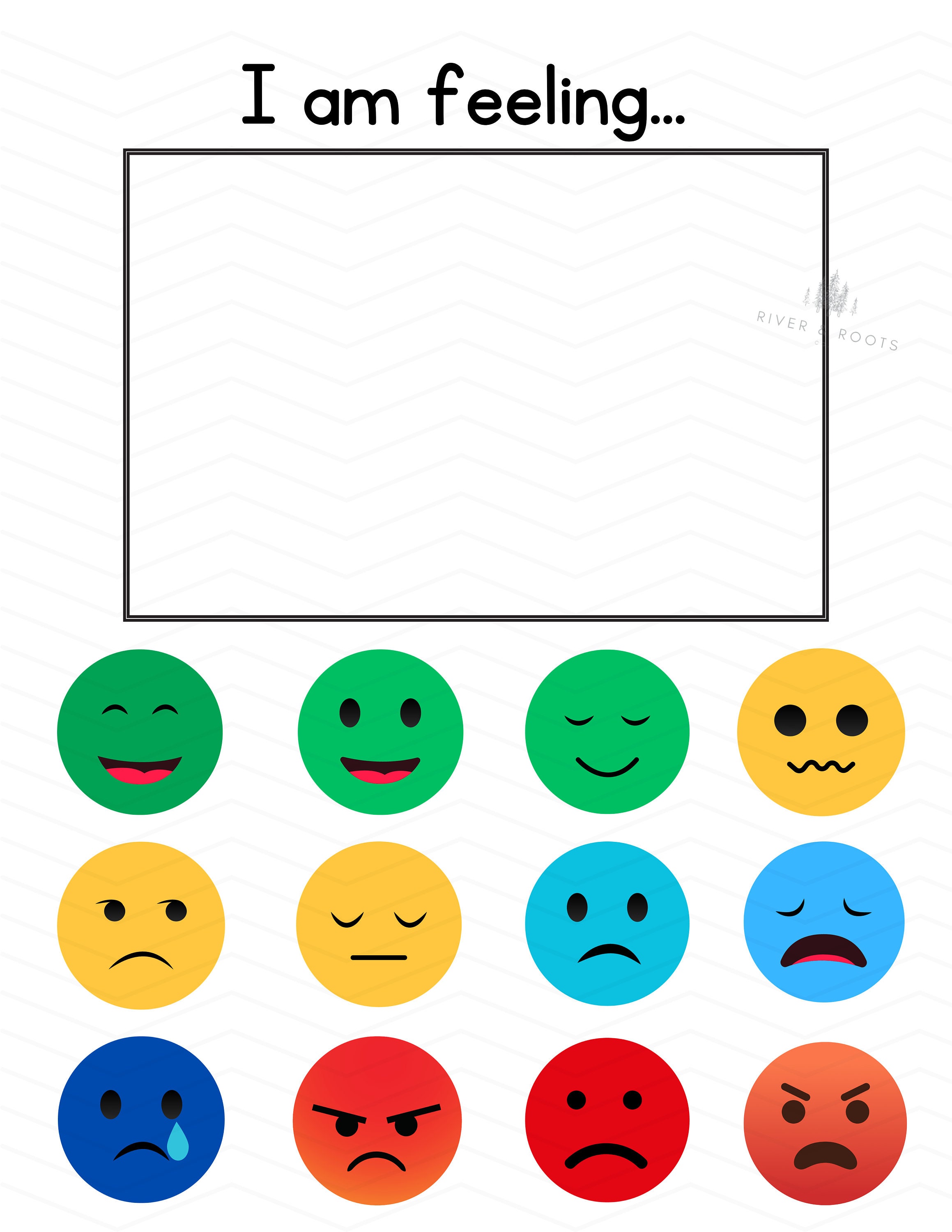 Emotions Chart, Interactive, Printable, Daily Feelings Chart, Colorful ...