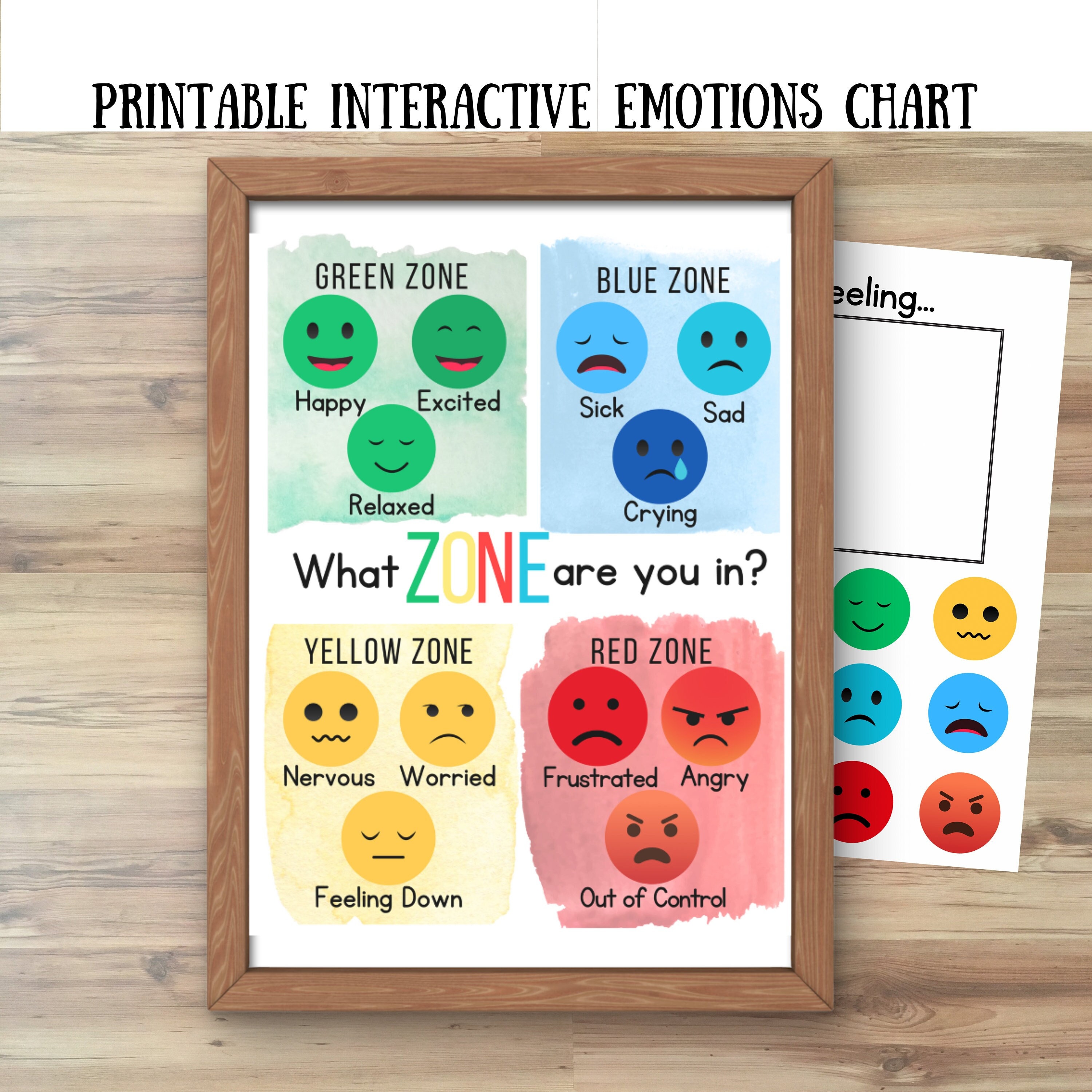 Emotions Chart, Interactive, Printable, Daily Feelings Chart, Colorful ...