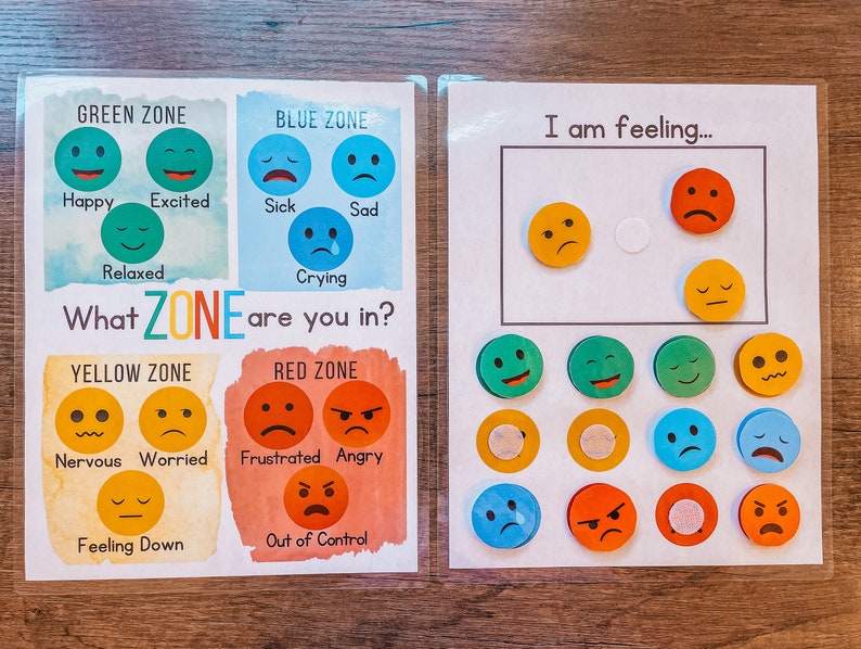 Emotions Chart, Interactive, Printable, Daily Feelings Chart, Colorful ...