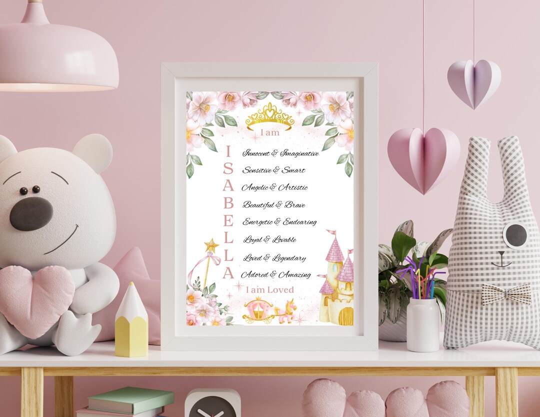 Acrostic Baby Girl Personalized Name, Nursery Wall Art, Positive Words ...