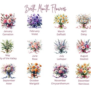 Baby Birth Month Flower Bouquet PRINTED Sign Mother's Day Birth Stats ...