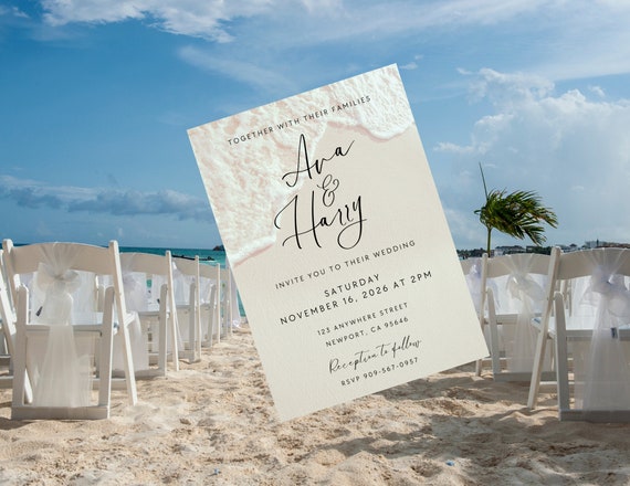 Beach Wedding Personalized Invitations Anthology Print Custom And