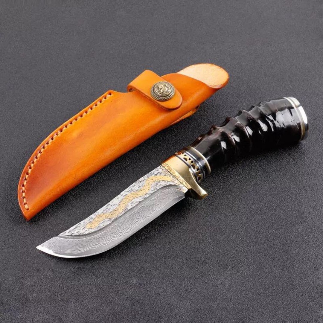 Custom Handmade SAN MAI Copper Inlayed Skinner Knife - Etsy