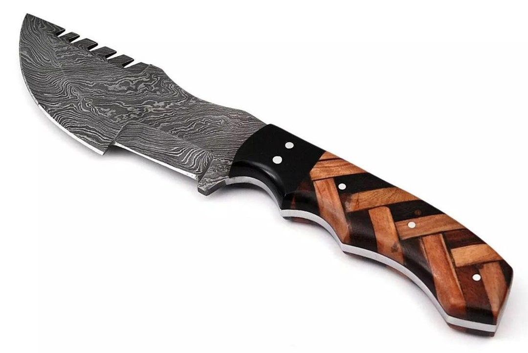 Damascus Steel Tracker Knife - Etsy