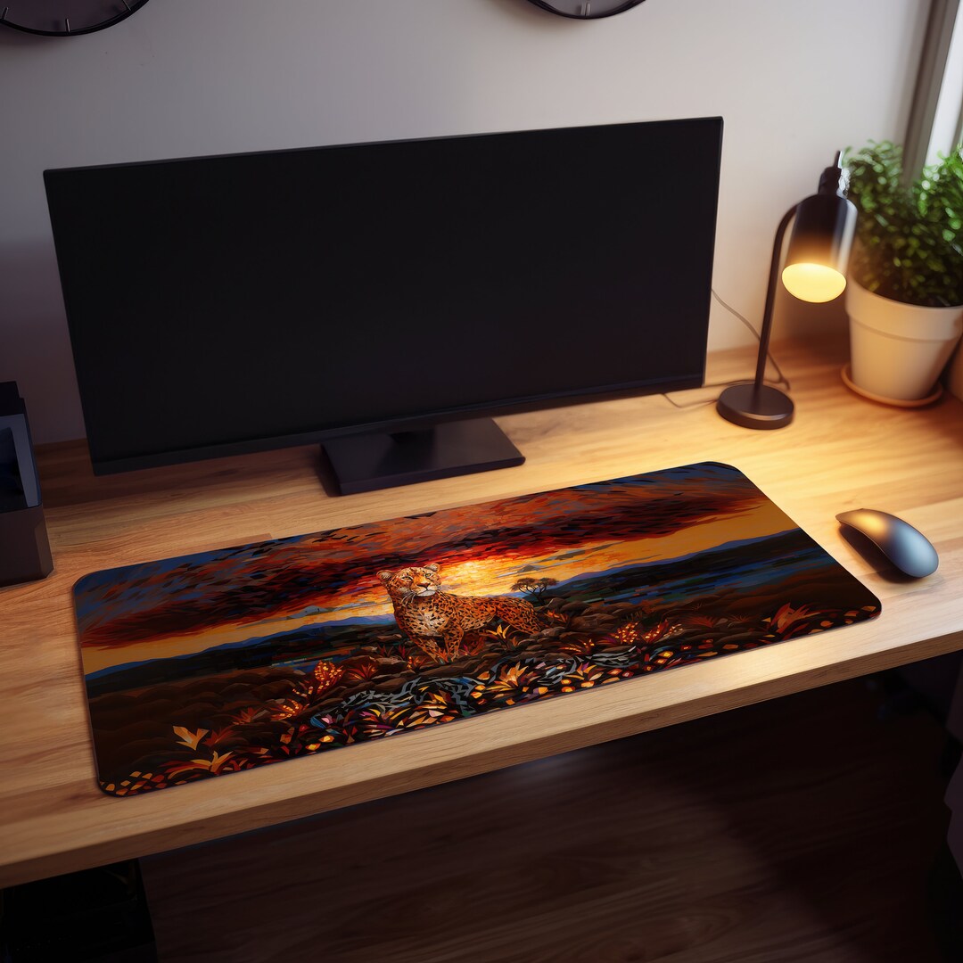 Original Mosaic Tile Art Savannah Sunset Cheetah Mouse Pad/ Desk Matt ...