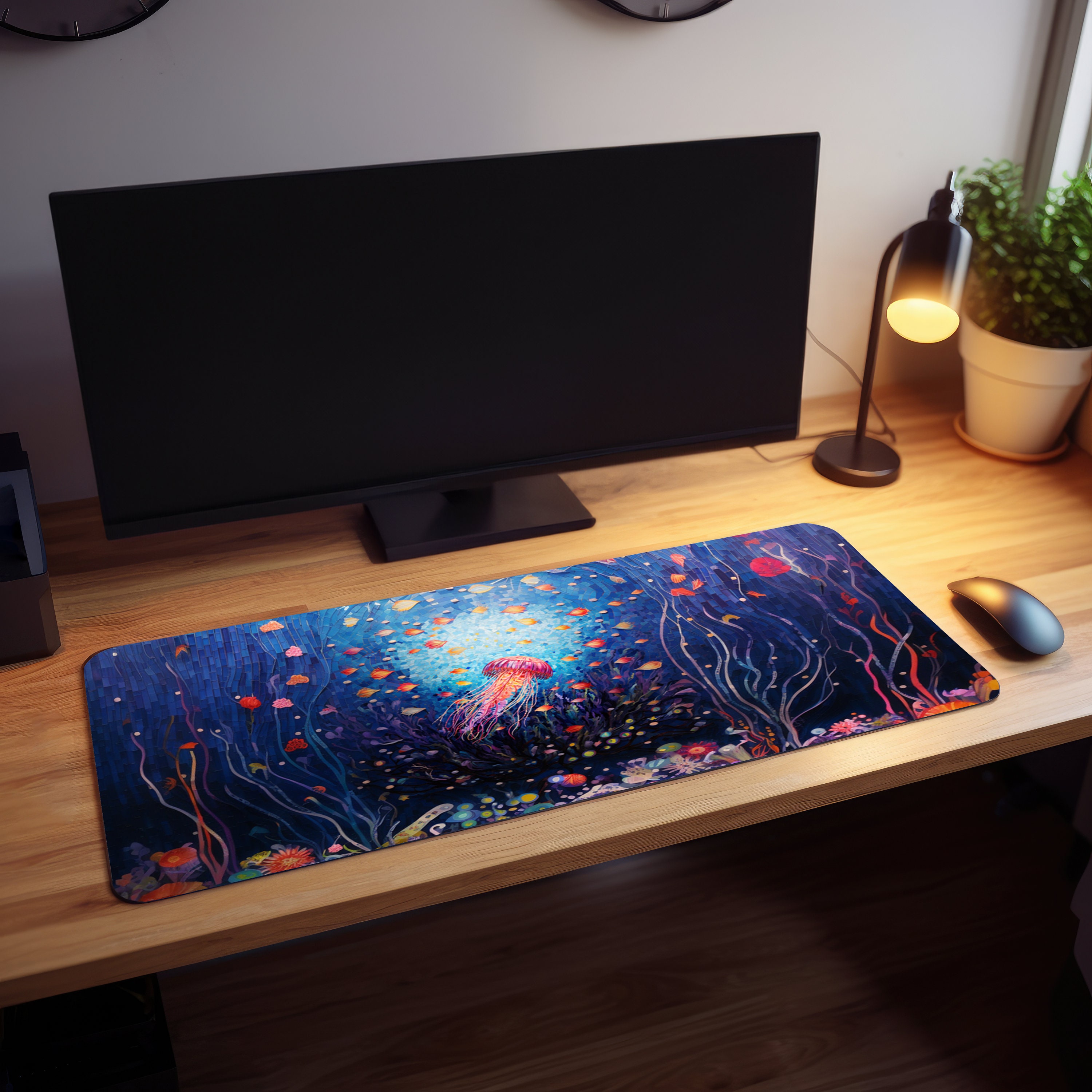 Original Mosaic Tile Art Cute Jellyfish Ocean Mouse Pad Desk Matt - Etsy