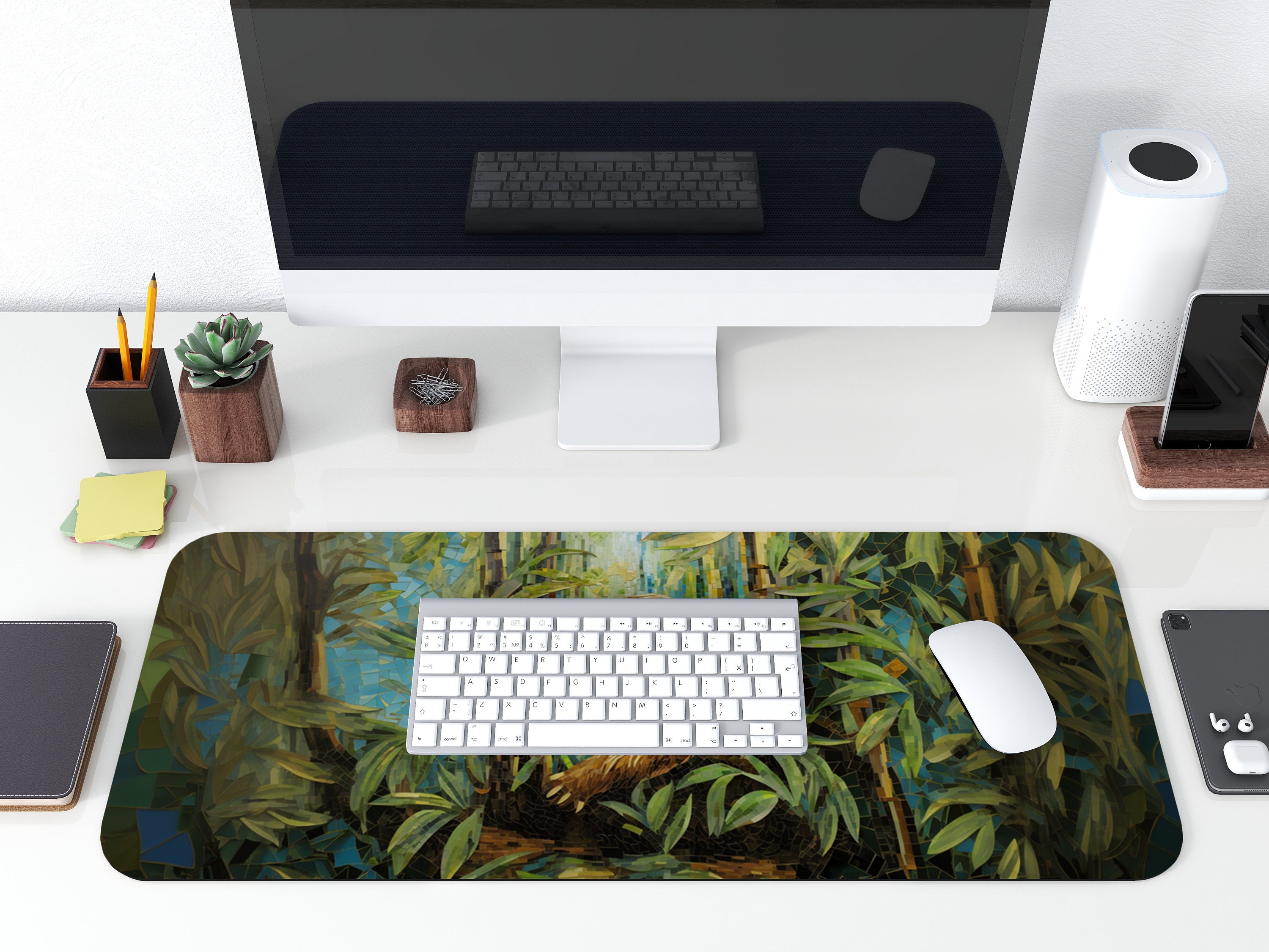 Original Mosaic Tile Art Cute Sloth Bamboo Forest Mouse Pad Desk Matt ...