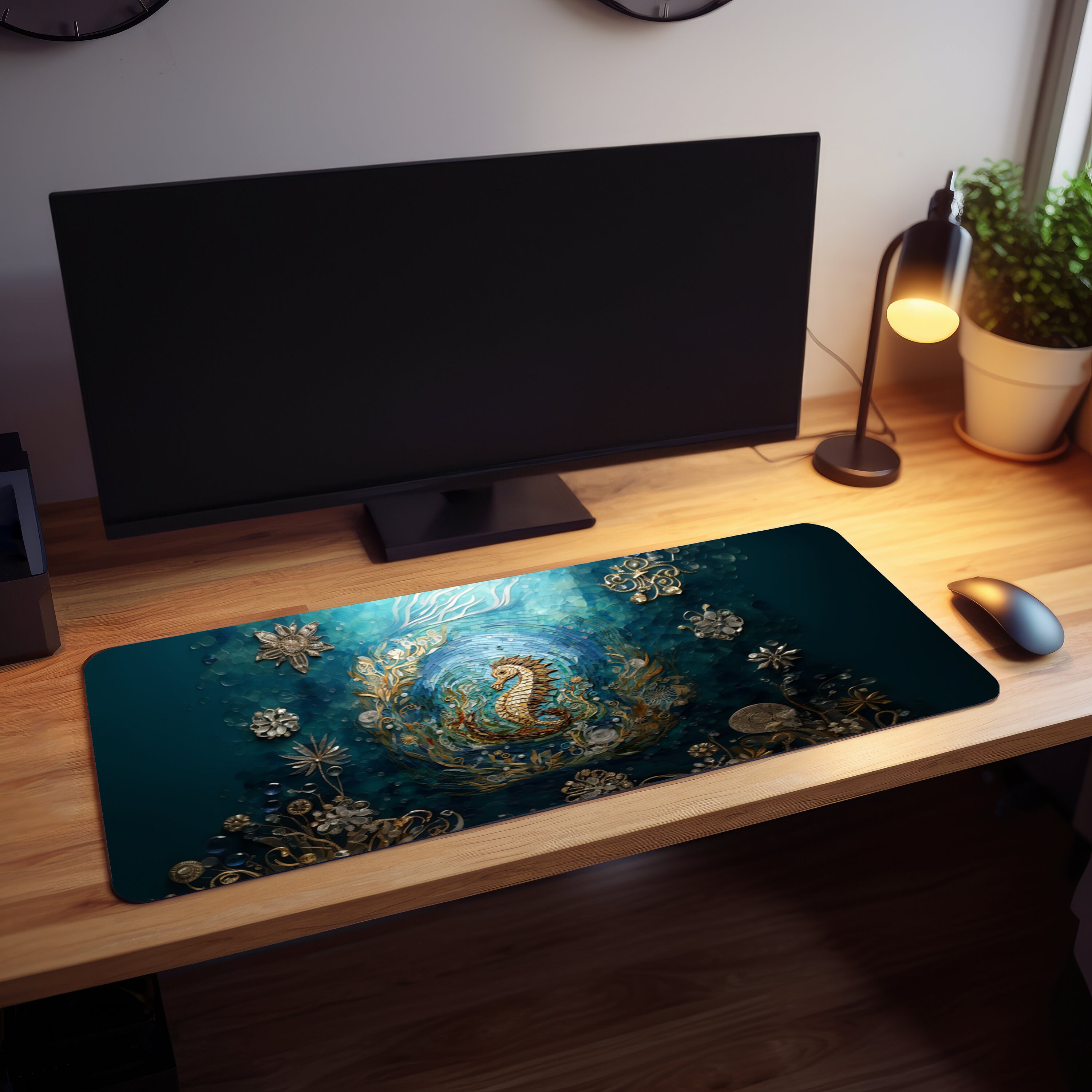 Original Mosaic Tile Art Cute Ocean Sea Horse Mouse Pad Desk Matt ...