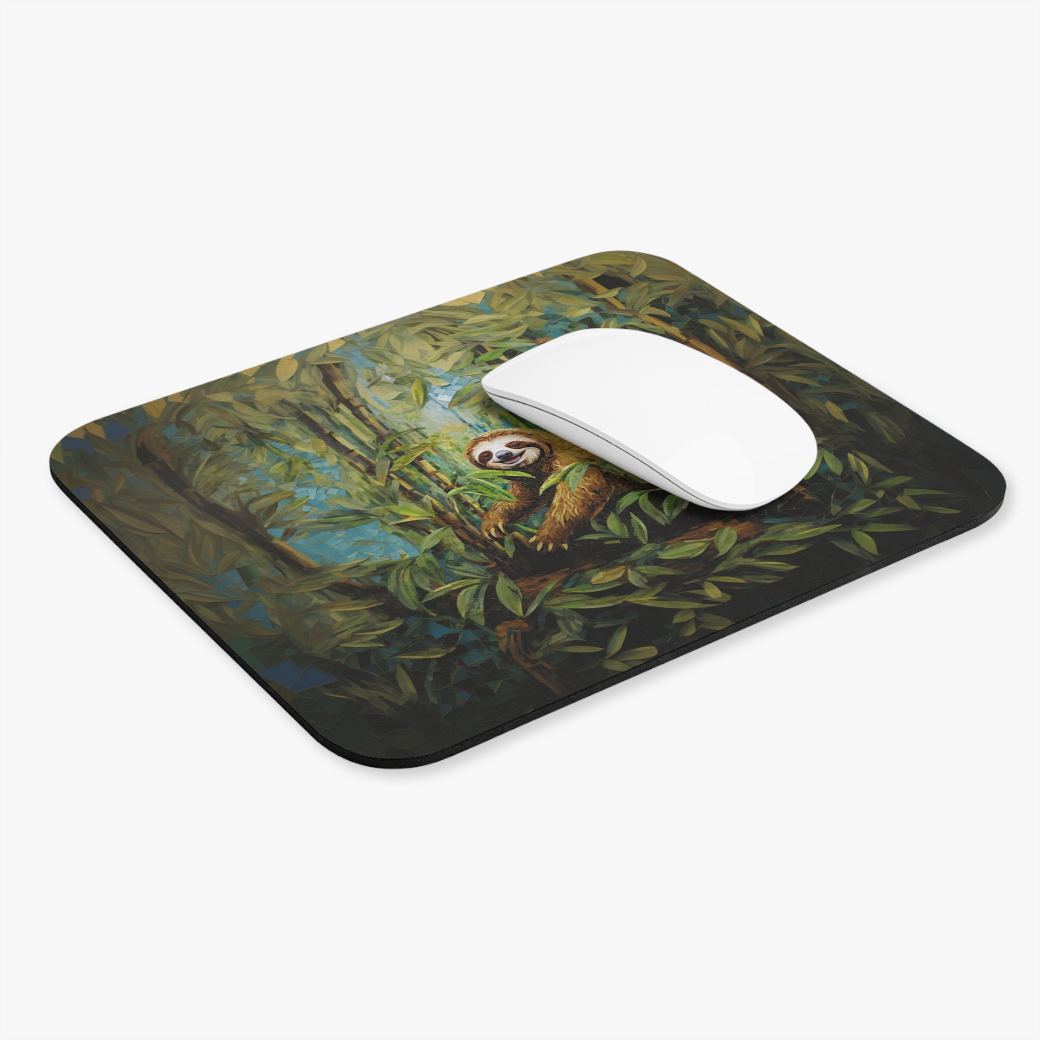 Original Mosaic Tile Art Cute Sloth Bamboo Forest Mouse Pad Desk Matt ...