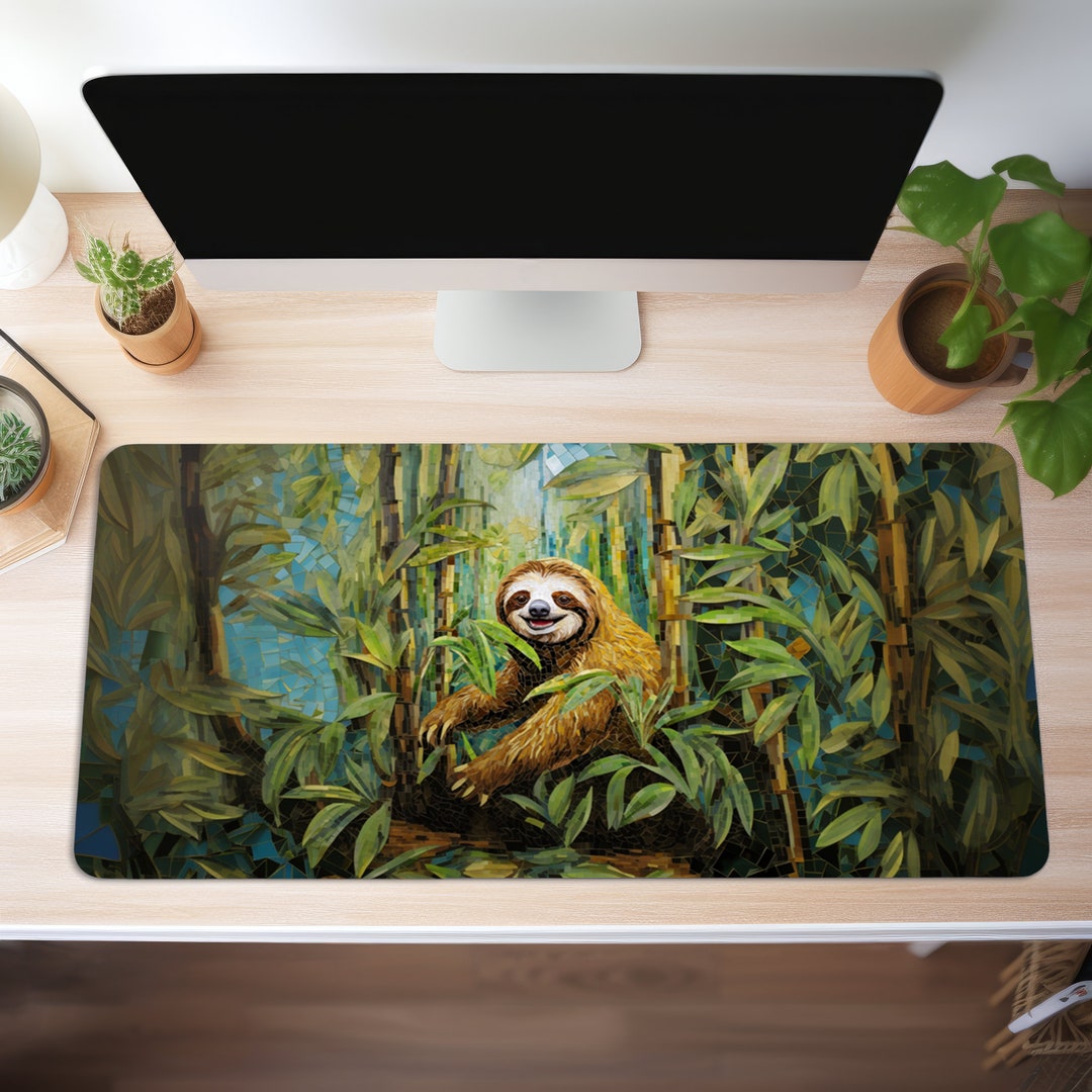 Original Mosaic Tile Art Cute Sloth Bamboo Forest Mouse Pad Desk Matt ...