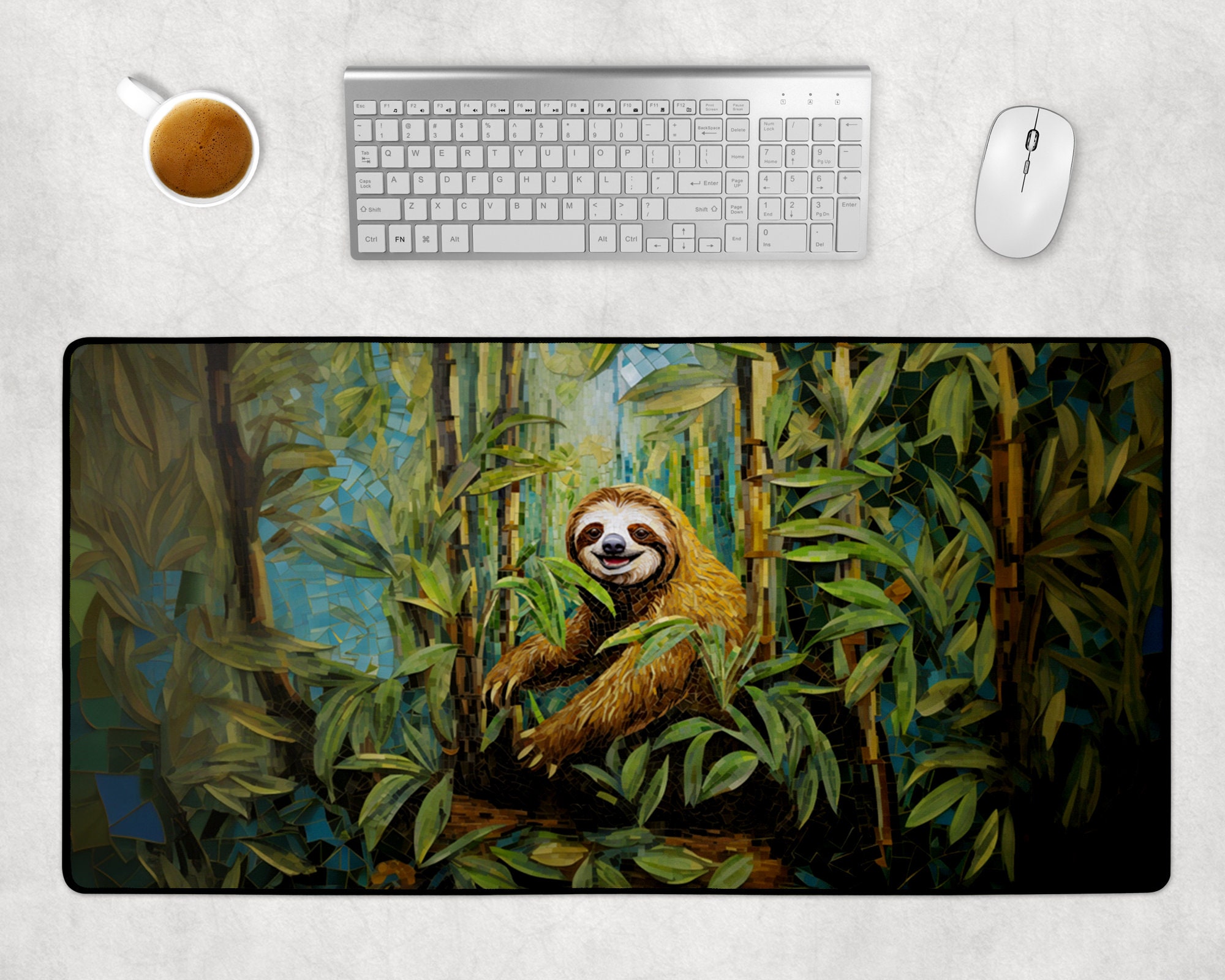 Original Mosaic Tile Art Cute Sloth Bamboo Forest Mouse Pad Desk Matt ...