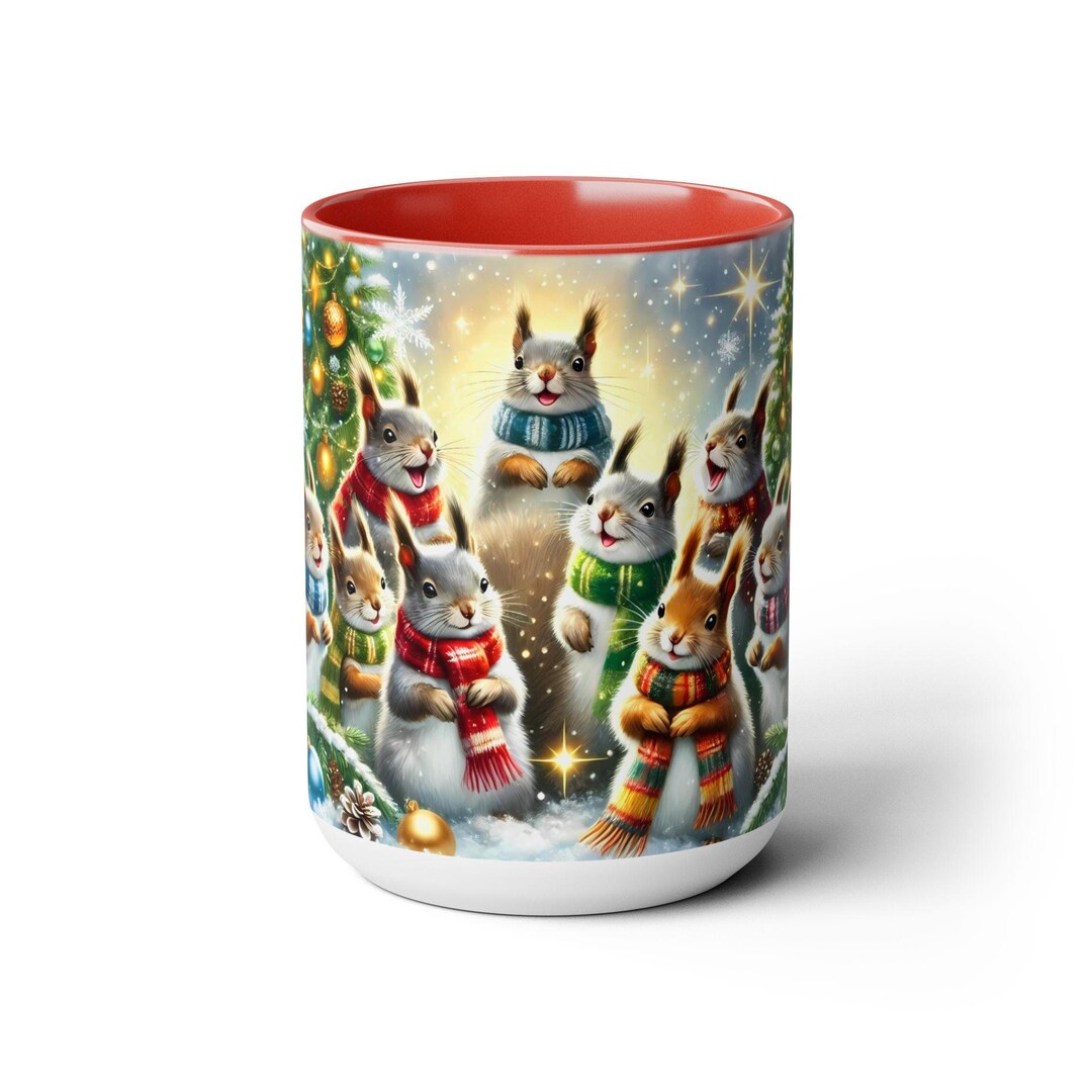 Squirrel Mug, A Christmas Carol Mug, We Wish You a Merry Christmas Mug ...