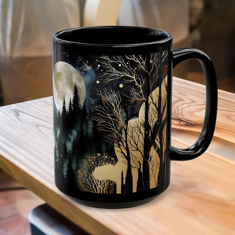 Dark Forest Mug, Mystical Night Coffee Mug, Witchy Moon Mug, Gothic ...