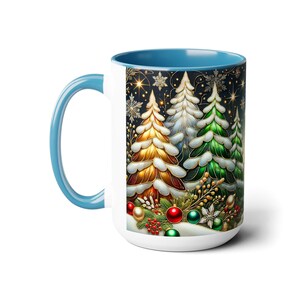 Christmas Tree Mug, Retro Holiday Coffee Mug, Stained Glass Style ...