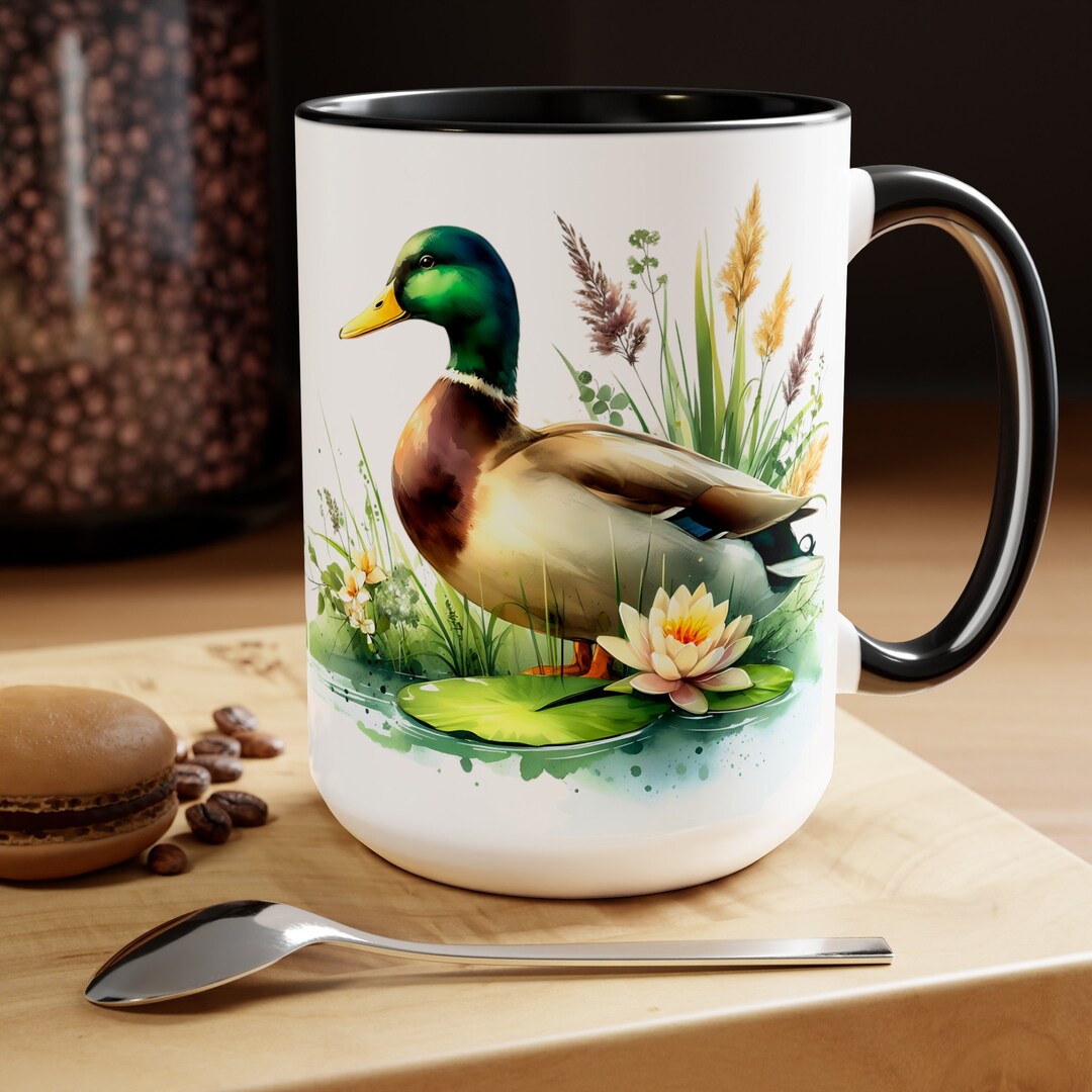 Mallard Duck Mug, Lake Water Bird Watcher Mug, Nature Wildlife Gift for ...