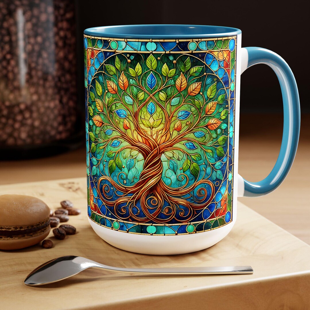 Stained Glass Style Tree of Life Mug, Gift for Nature Lovers, Nature ...