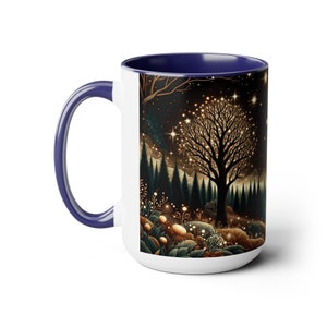 Abstract Forest Mug Watercolor, Abstract Coffee Mug, Whimsical Forest ...