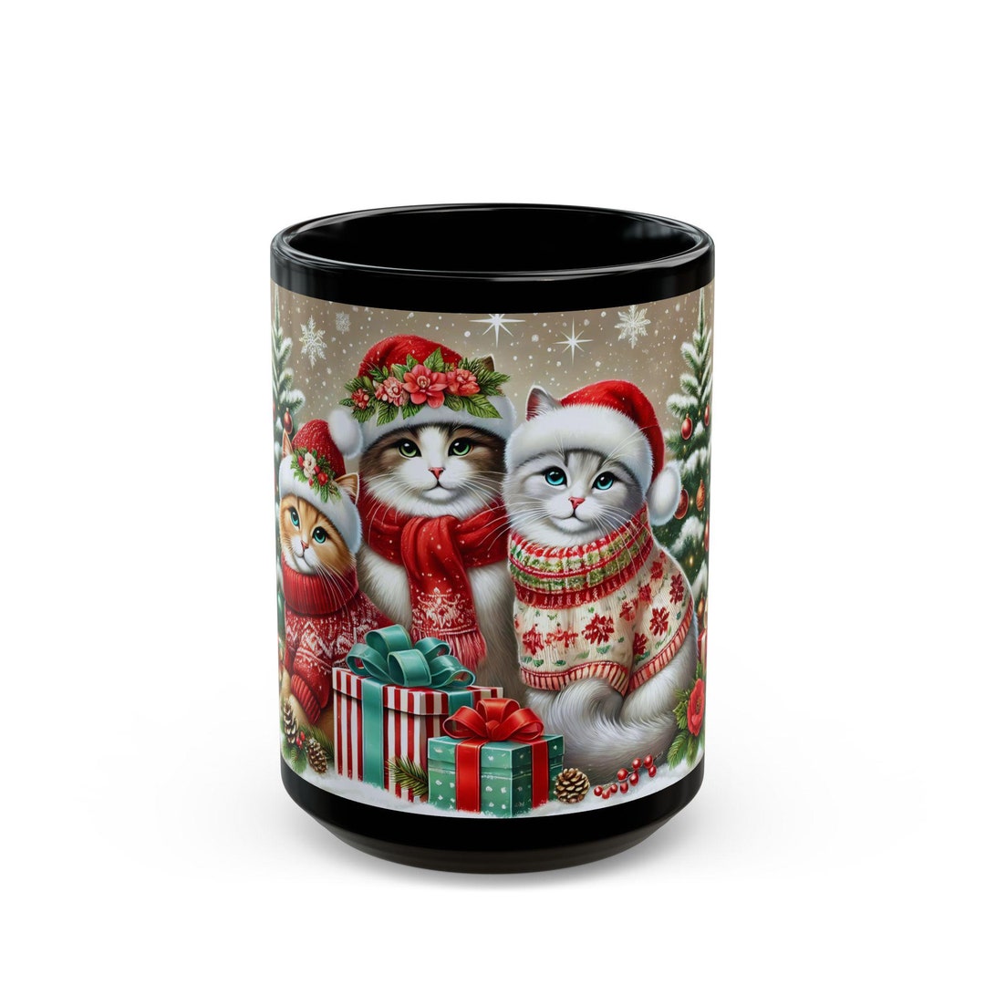 Christmas Cat Mug, Cat Christmas Coffee Mug, Christmas Kitchen Decor ...