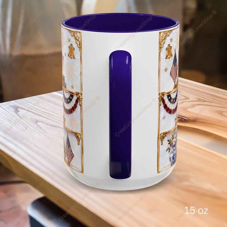 America 250 Mug, Patriotic Bookshelf Coffee Mug, 1776 2026 USA ...