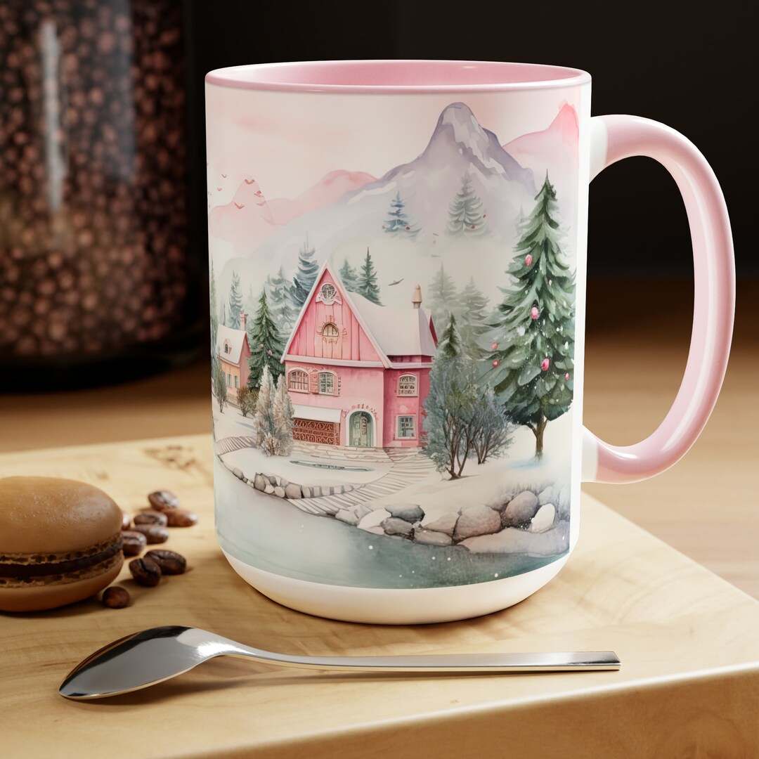 Pink Christmas Village Mug Christmas Movie Mug Christmas Coffee Mug ...