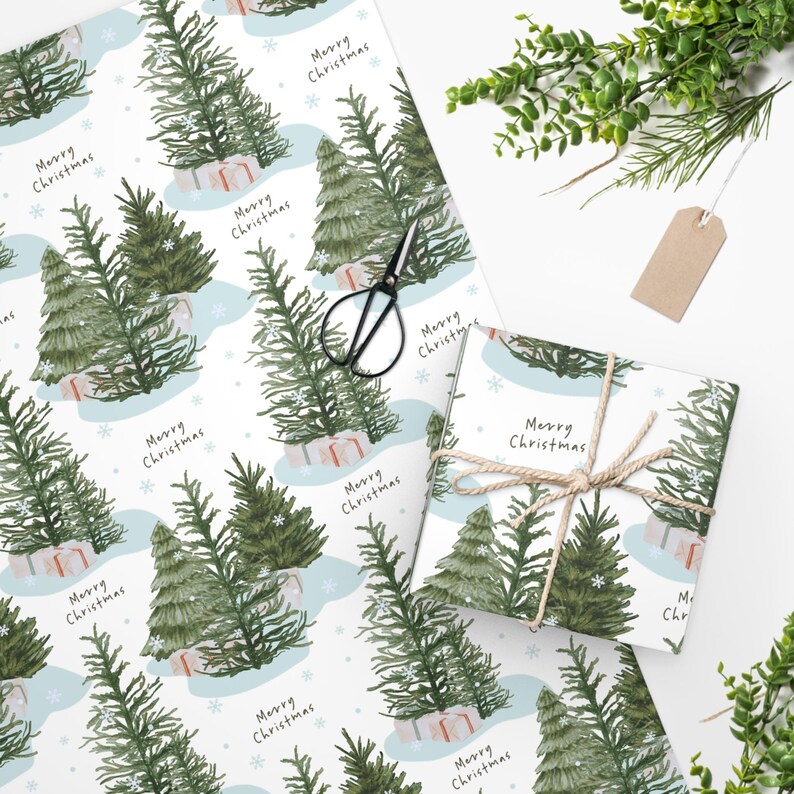 Christmas Tree Wrapping Paper, Holiday Wrapping Paper Roll, Christmas ...