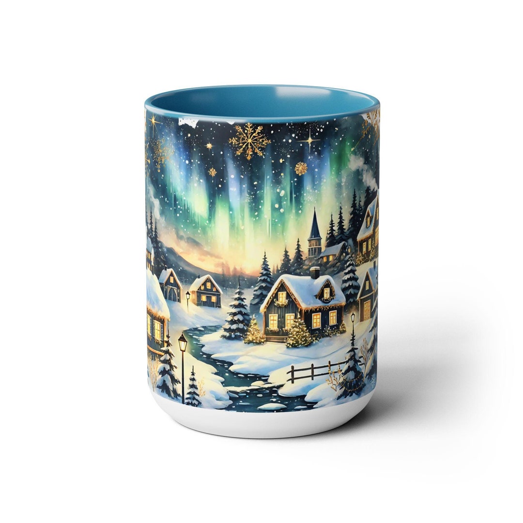 Christmas Village Mug, Christmas Cabin Mug, Merry Christmas Mug, Winter ...