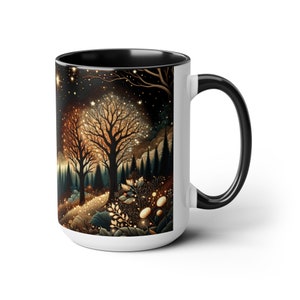 Abstract Forest Mug Watercolor, Abstract Coffee Mug, Whimsical Forest ...