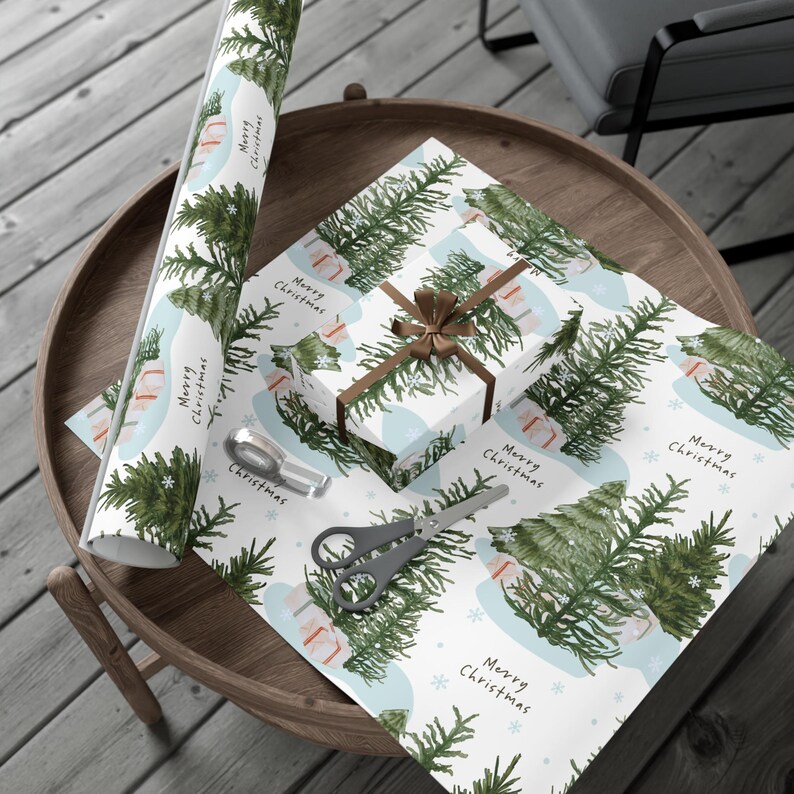 Christmas Tree Wrapping Paper, Holiday Wrapping Paper Roll, Christmas ...