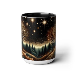 Abstract Forest Mug Watercolor, Abstract Coffee Mug, Whimsical Forest ...