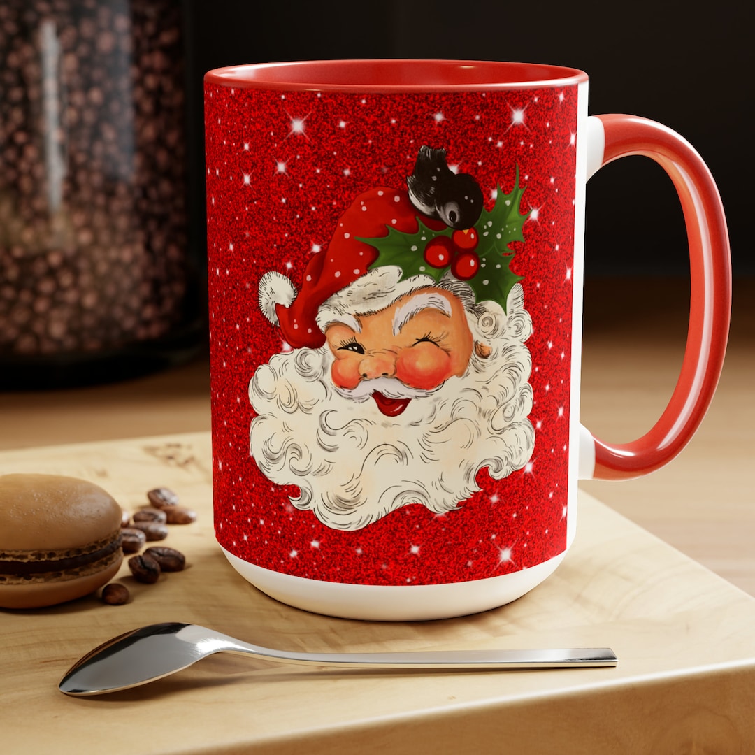 Santa Mug, Vintage Looking Santa Christmas Coffee Mug, Vintage ...