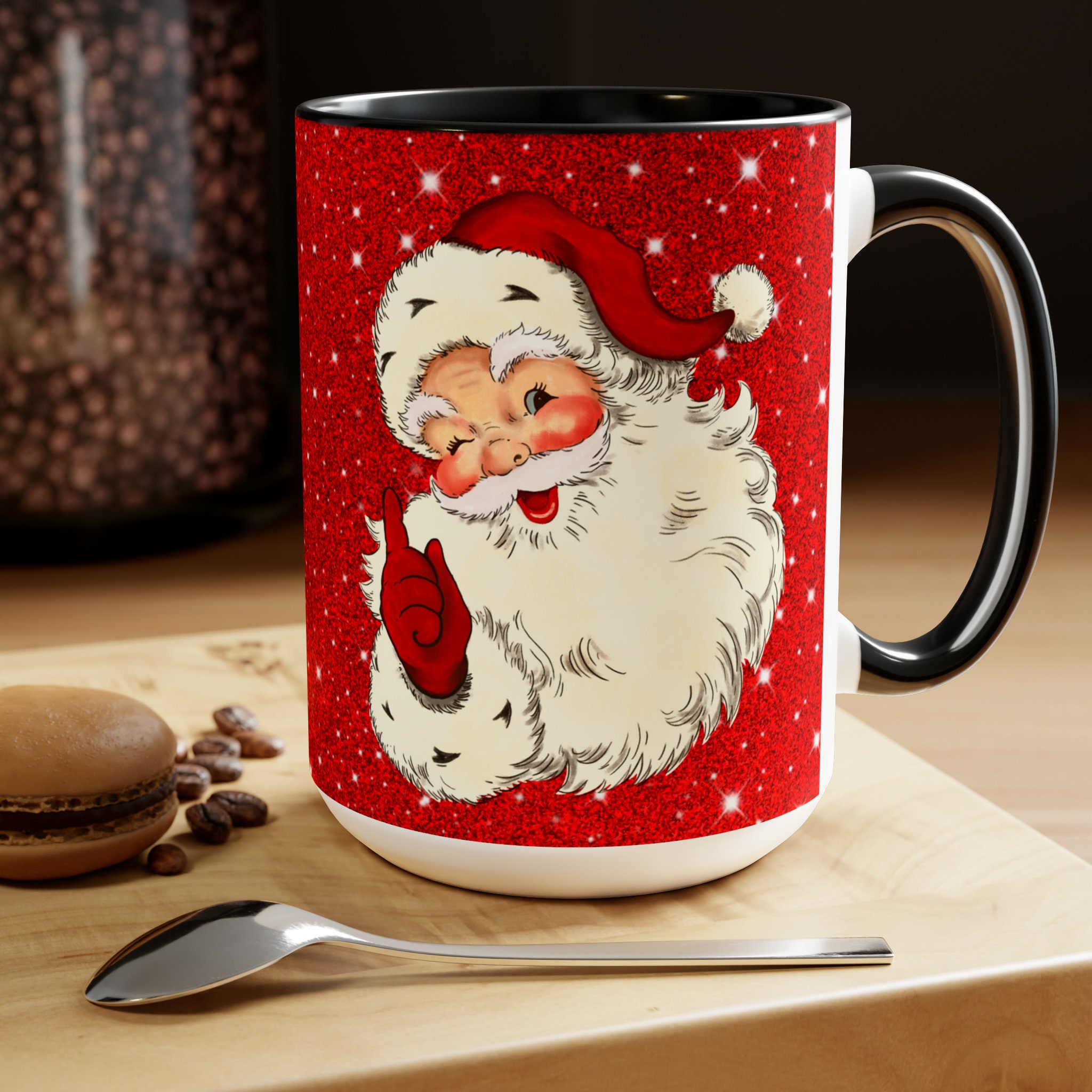Santa Mug, Vintage Looking Santa Christmas Coffee Mug, Vintage Santa ...