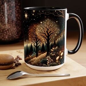 Abstract Forest Mug Watercolor, Abstract Coffee Mug, Whimsical Forest ...