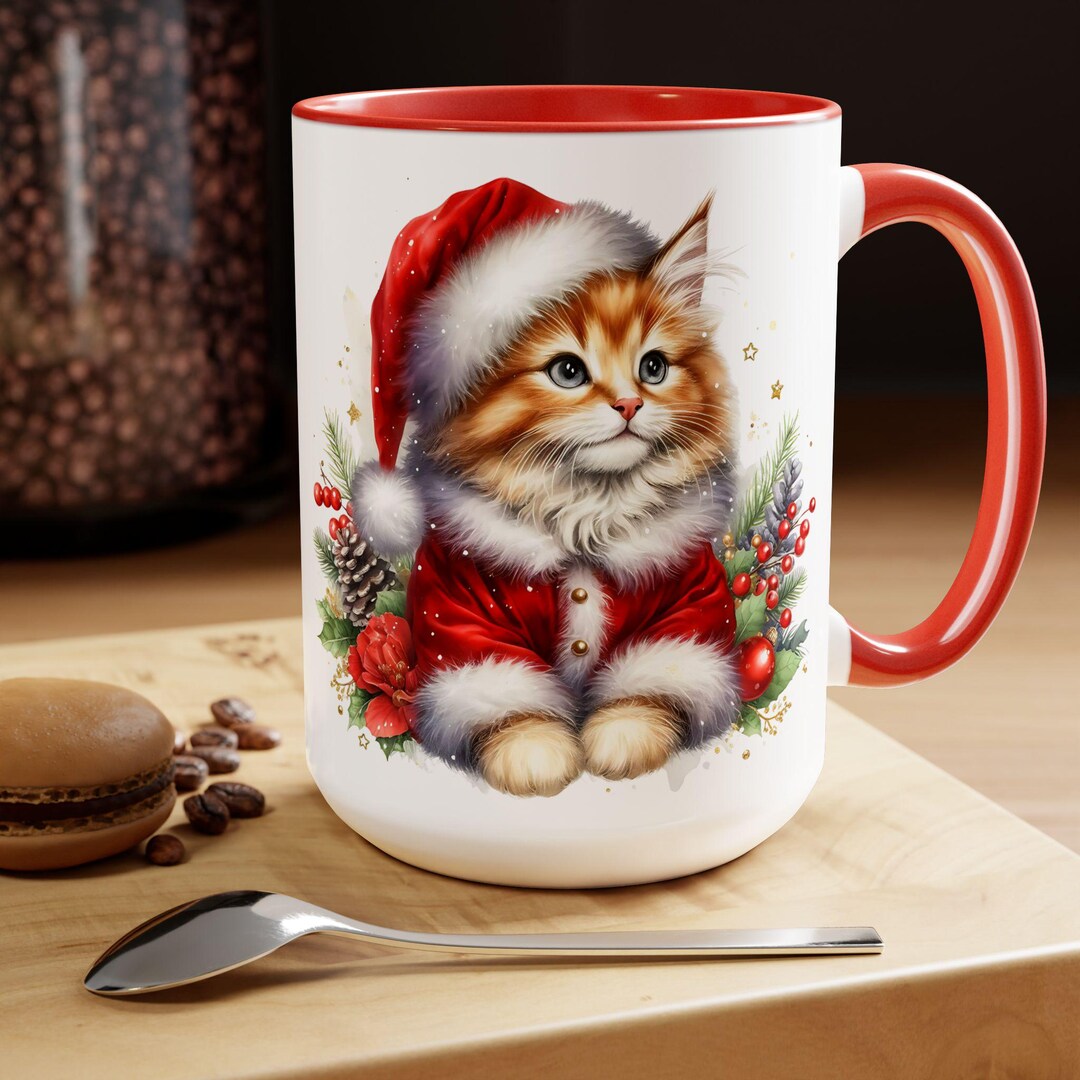 Meowy Christmas Mug, Santa Cat Mug, Cute Christmas Mug, Christmas Cats ...