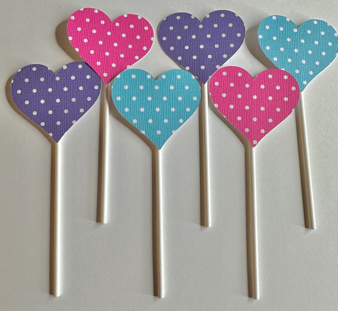 Hearts Pink, Purple, Pink Cupcake Toppers - Etsy