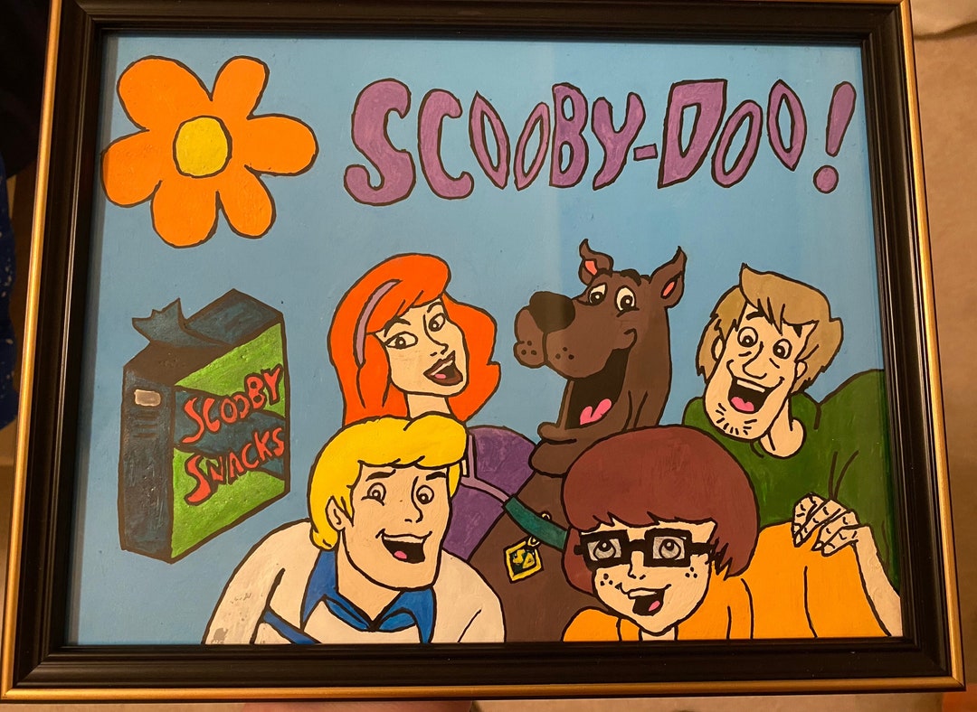 Hand Painted Scooby Doo Paper Painting Mystery Gang 8.5 X 11 With Frame ...