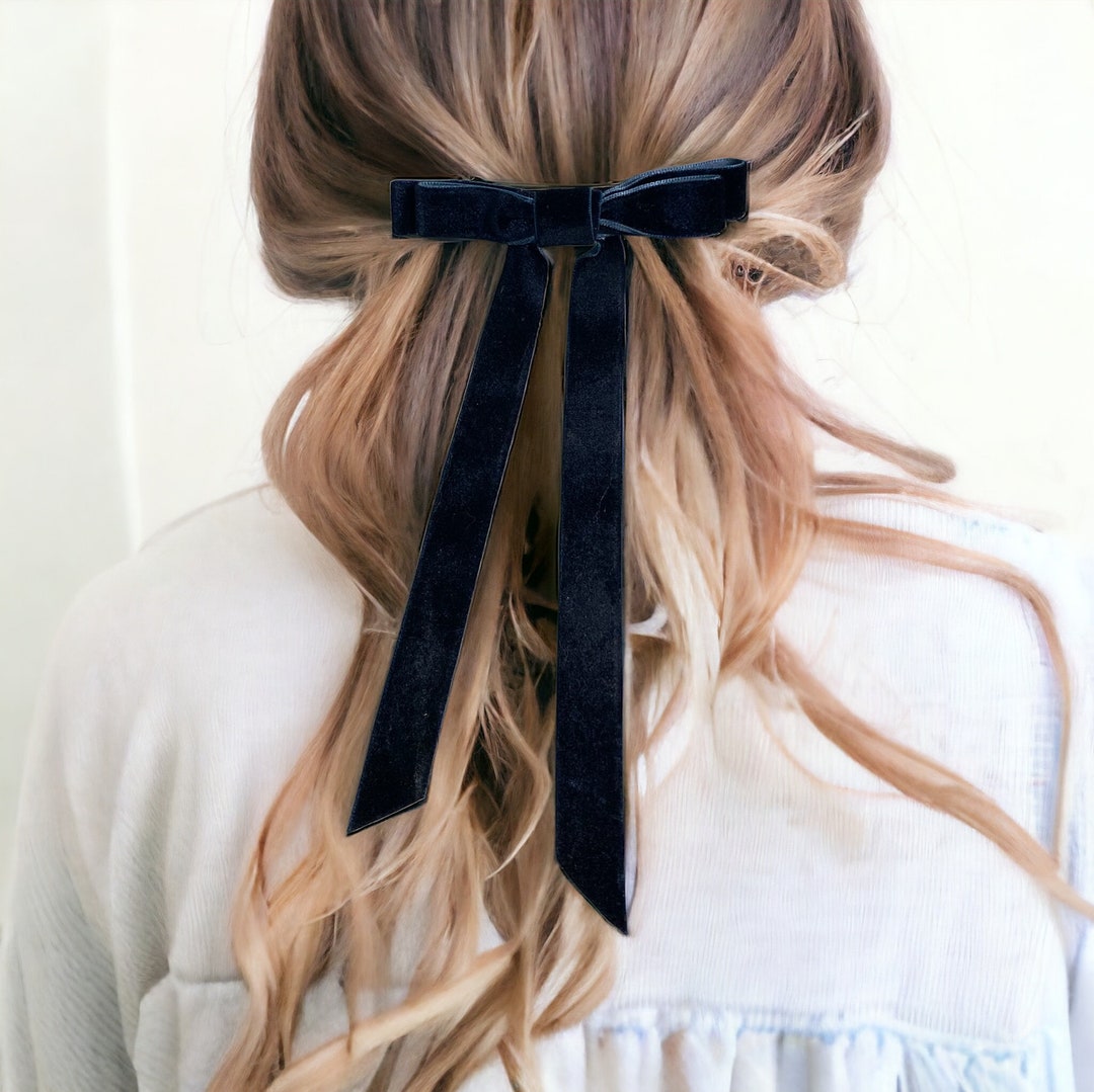 Simple Classic Hair Bow Made With a Soft Velvet Ribbon - Etsy