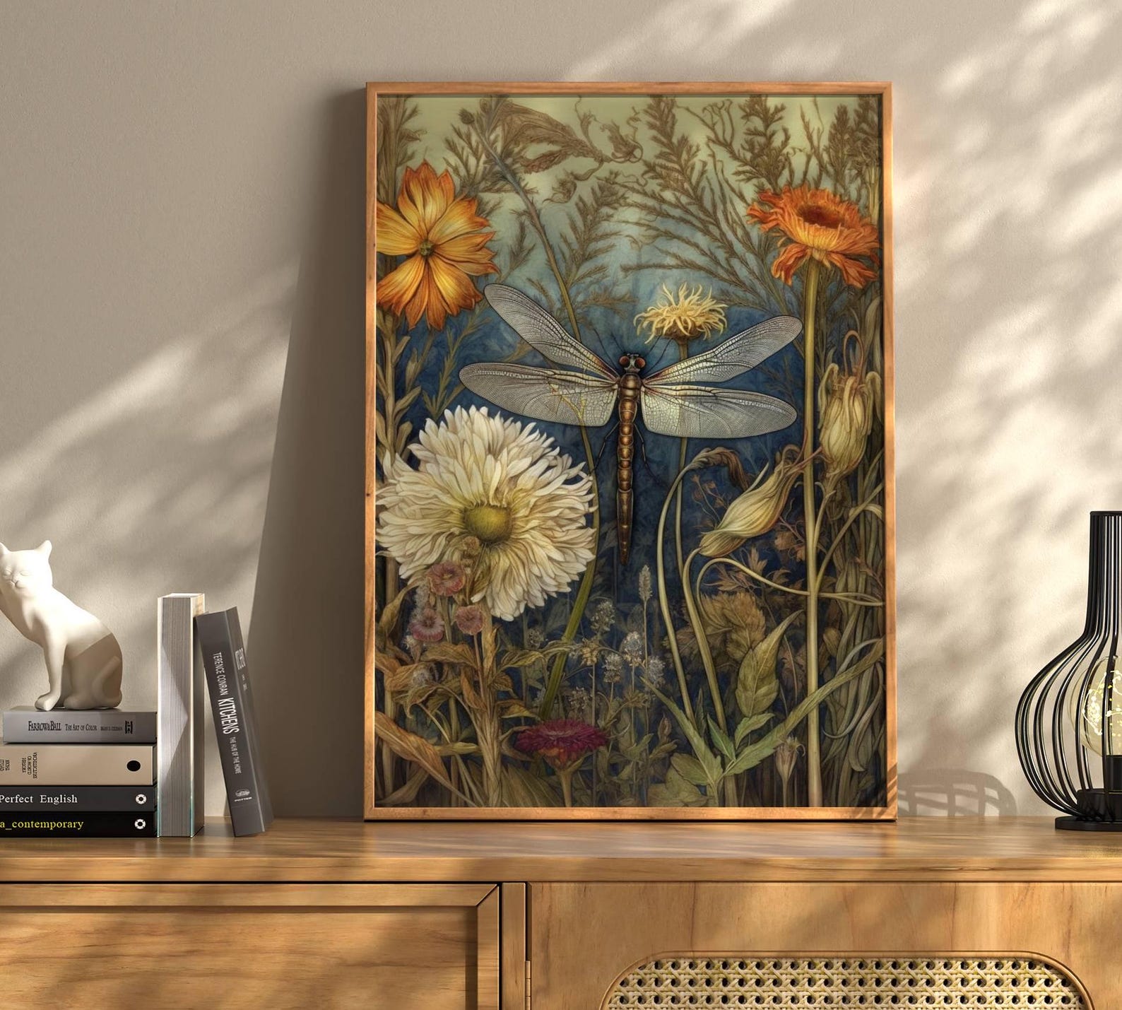 Dragonfly Wall Art, Lowcountry Print, Dark Cottagecore Dragonfly Print ...